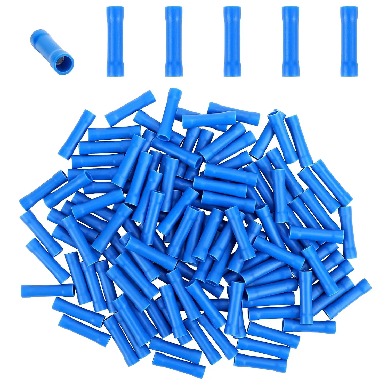 100pcs Blue Butt Connectors, Butt Splice Crimp Connectors, (16-14) AWG ...