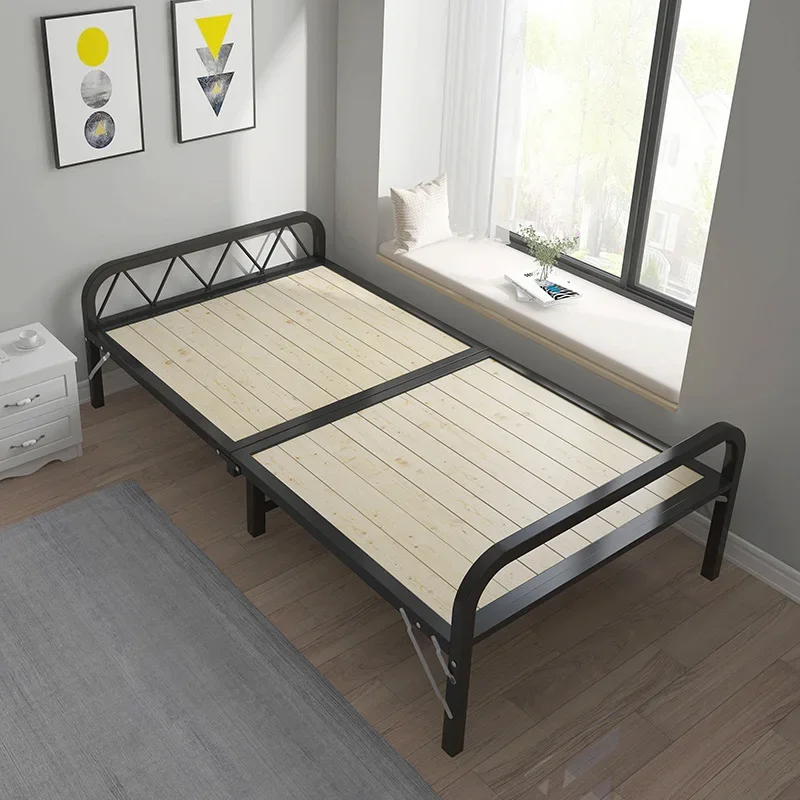 Folding-Sheet-Solid-Wood-Simple-Bed-for-Single-Home-Portable-Reinforced ...