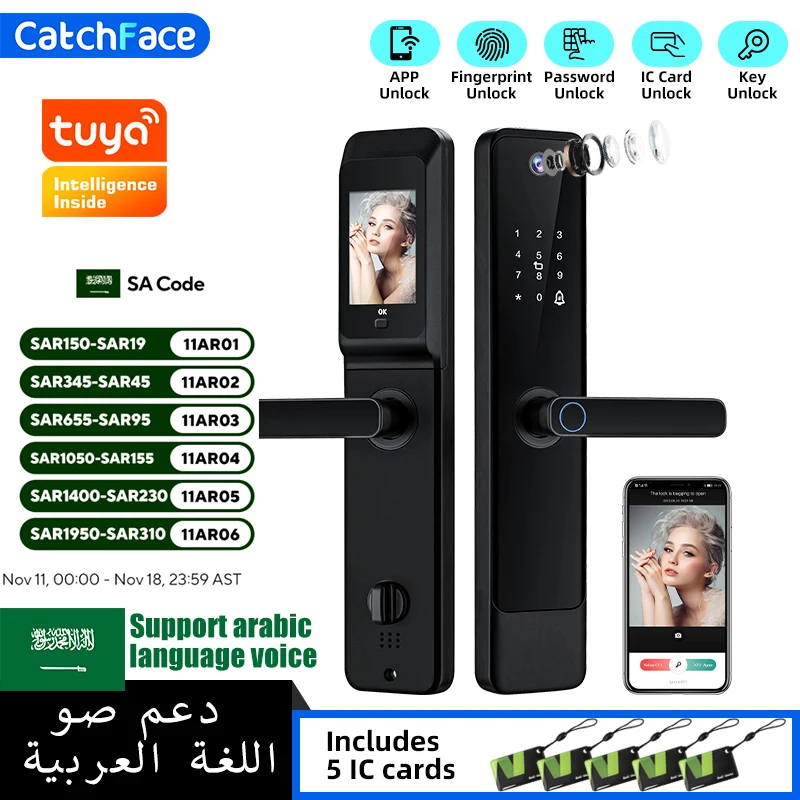 Arab-Voice-Smart-Electronic-Camera-Gate-Door-Lock-Tuya-WiFi-APP-RFID ...