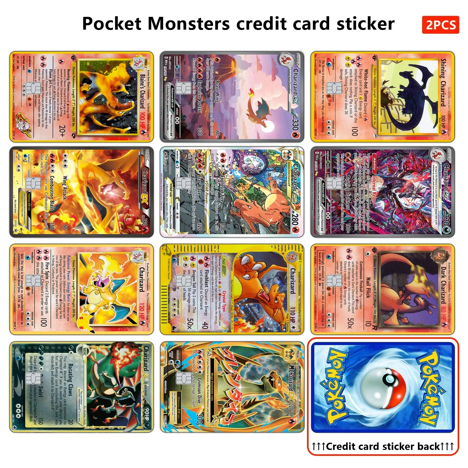 27 Options Available PTCG Charizard Credit Card Skin Sticker Anti ...