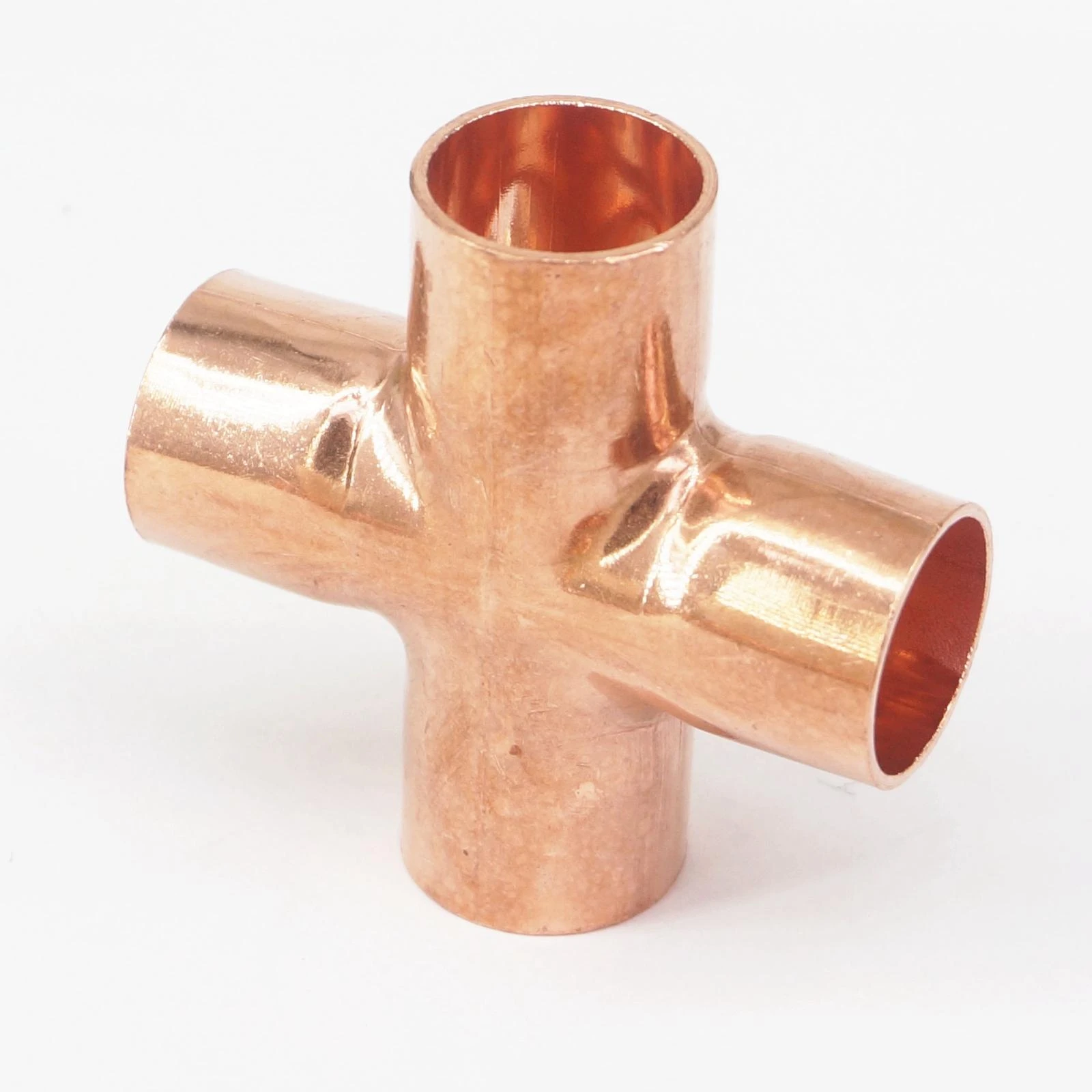 Inner Diameter 15x1mm Copper End Feed Cross 4 Ways Pipe Adapter Air ...