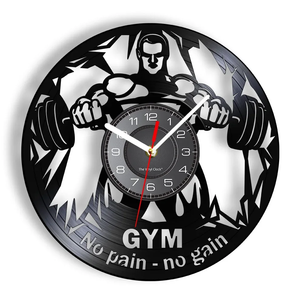 NO-PAIN-NO-GAIN-GYM-Wall-Clock-Fitness-Vinyl-Record-Wall-Clock ...