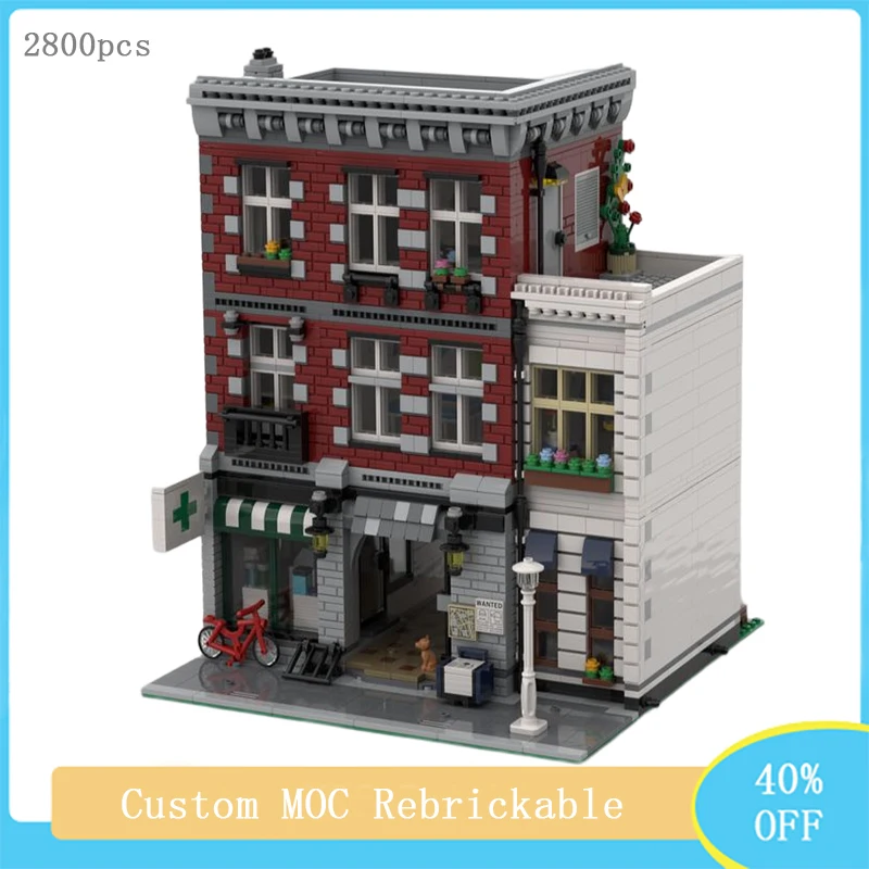 2800pcs-Creative-City-Street-View-Series-MOC-Modular-Pharmacy-Building ...