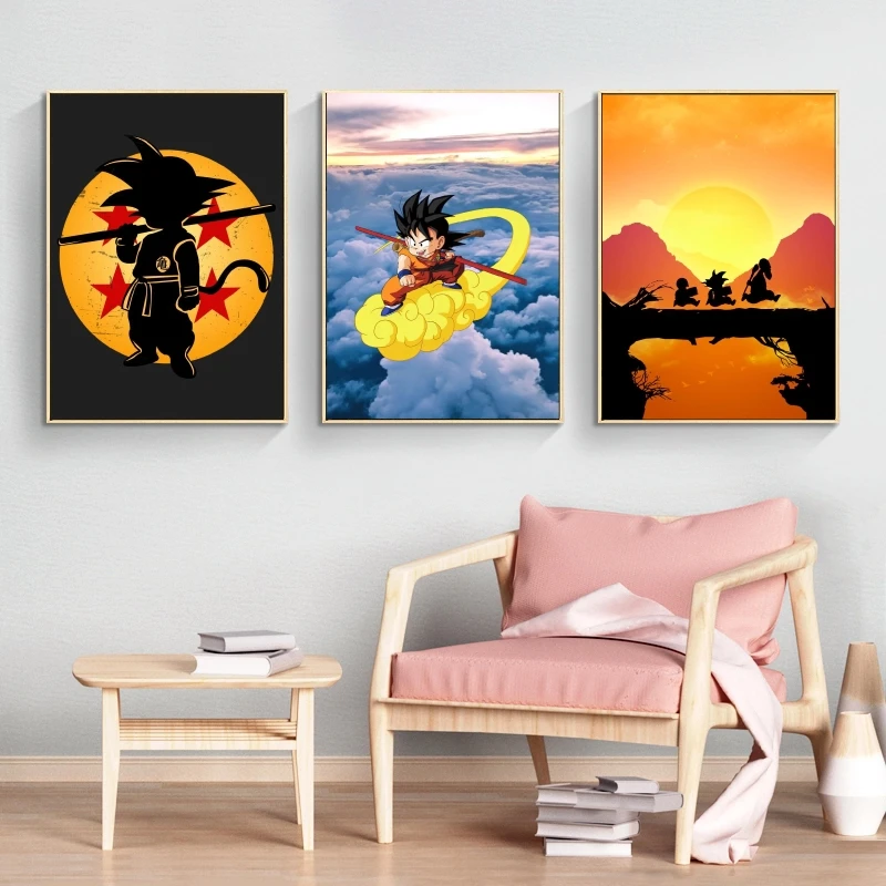 Canvas-Artwork-Painting-Dragon-Ball-Goku-Modern-Home-Wall-Stickers ...