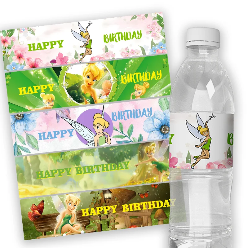 24pcs Tinker Bell Personalized Birthday Water Bottle Label Waterproof ...