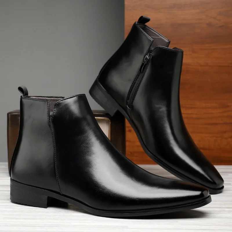 Novas botas masculinas clássicas chelsea botas de luxo alta superior ...