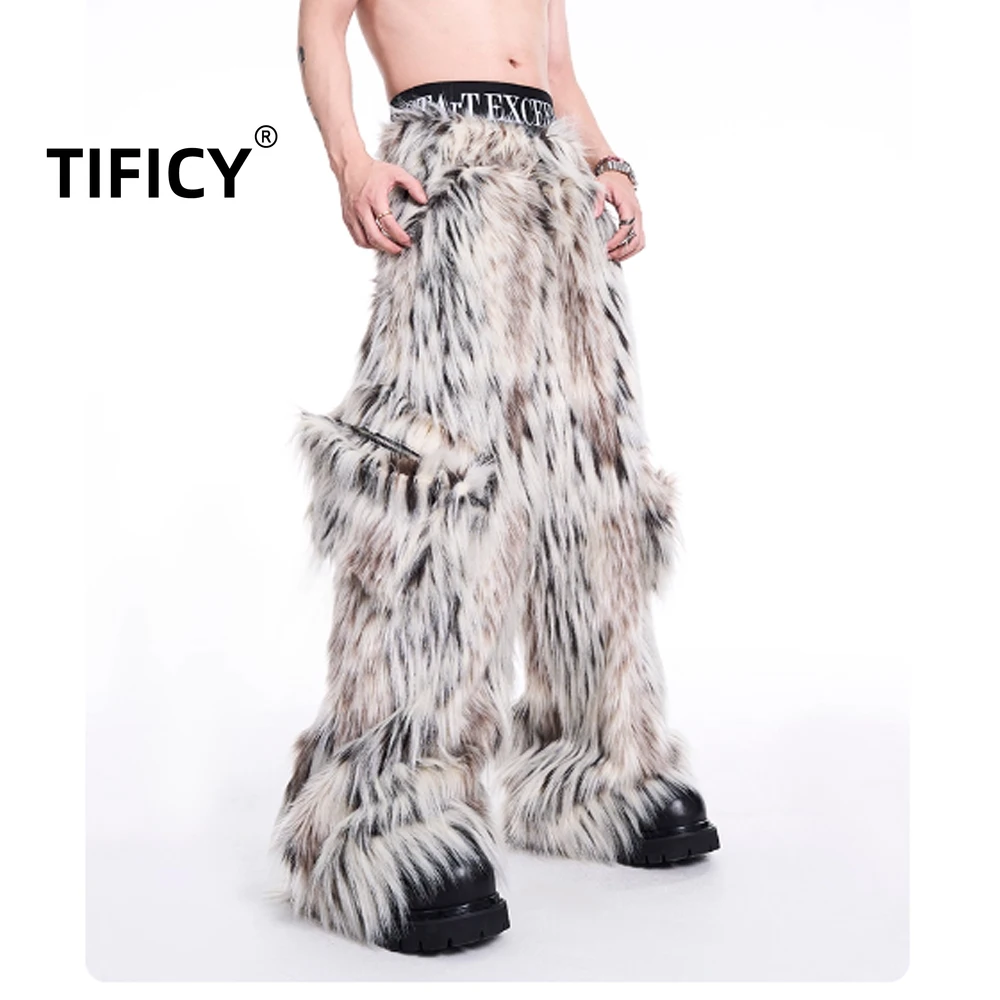 High Street Original Light Luxury Fur Casual Pants Men's Autumn and ...