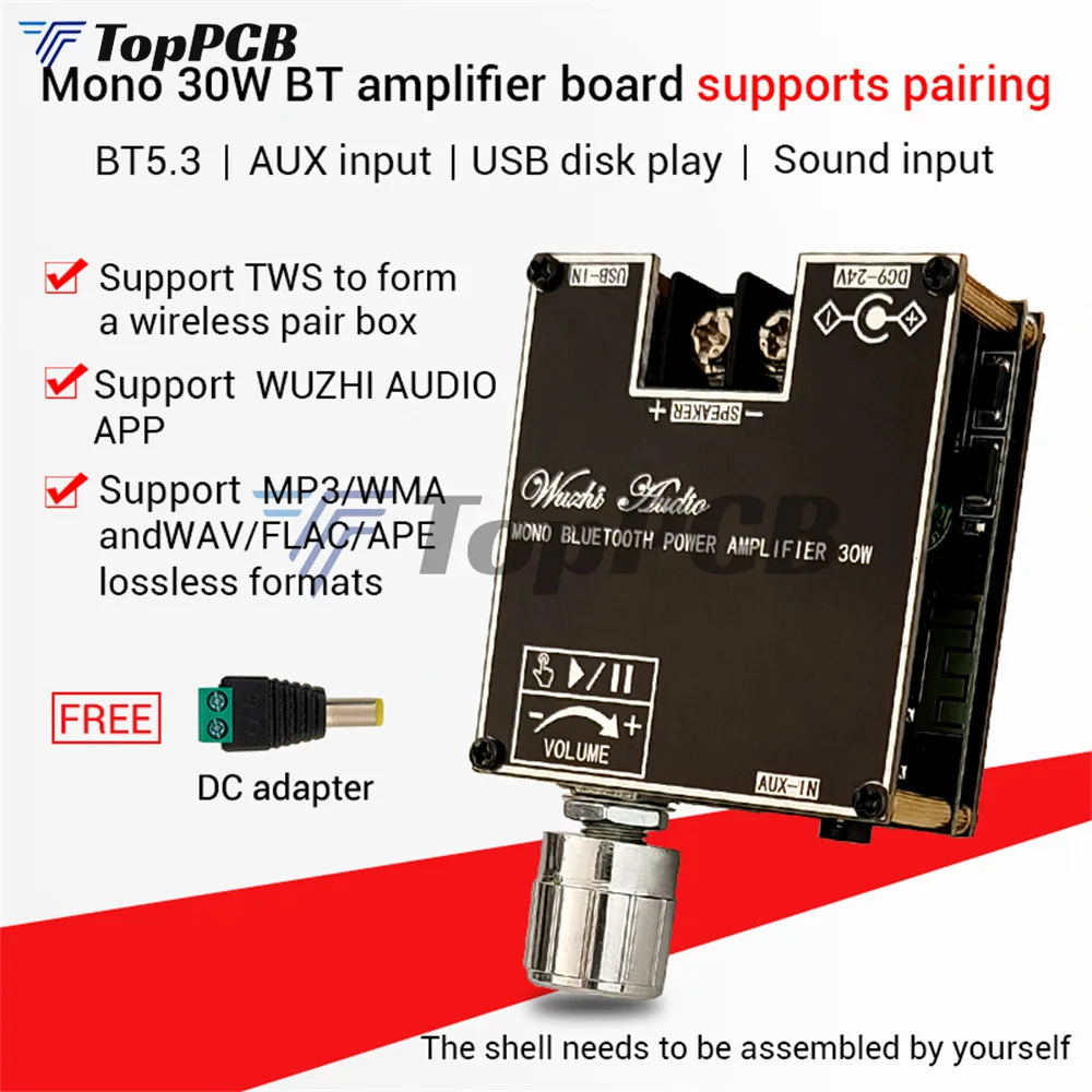 App Control TWS 30W Bluetooth 5.3 Mono Sound Amplifier Board DC 9-24V ...