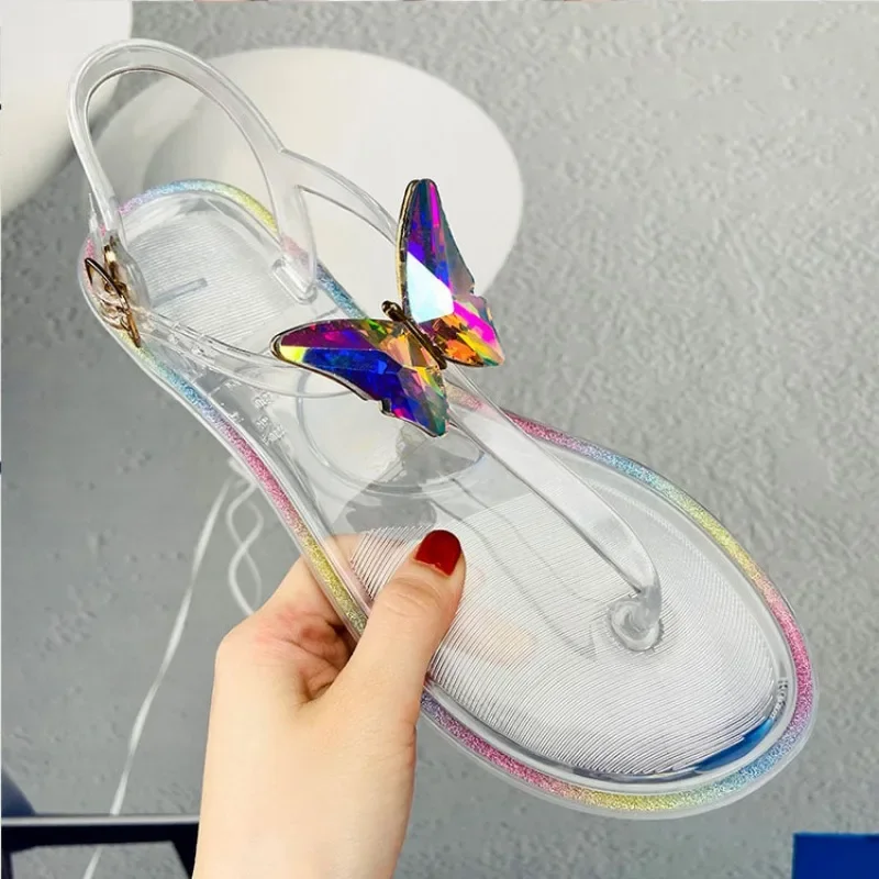 New-Transparent-Jelly-Sandals-for-Women-Size-36-42-Butterfly-PVC ...