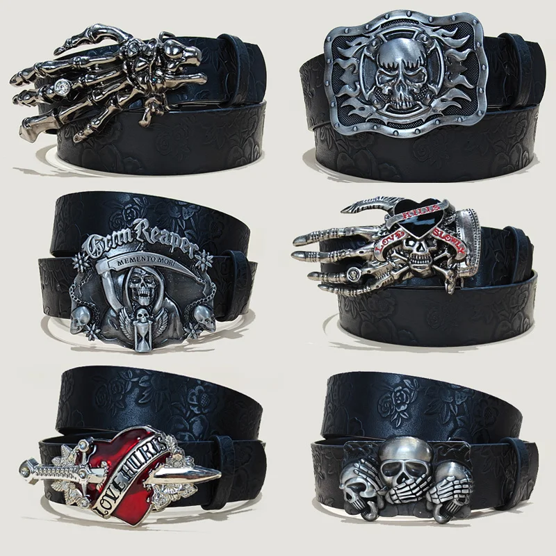 Punk Skull Plus size Leather Belt For women and men Harajuku Gothic Y2K ...