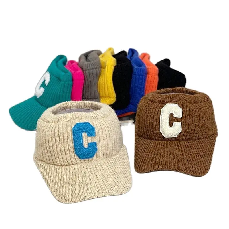 Winter crochet knitted hat Unisex men solid c letter sports hat Women ...