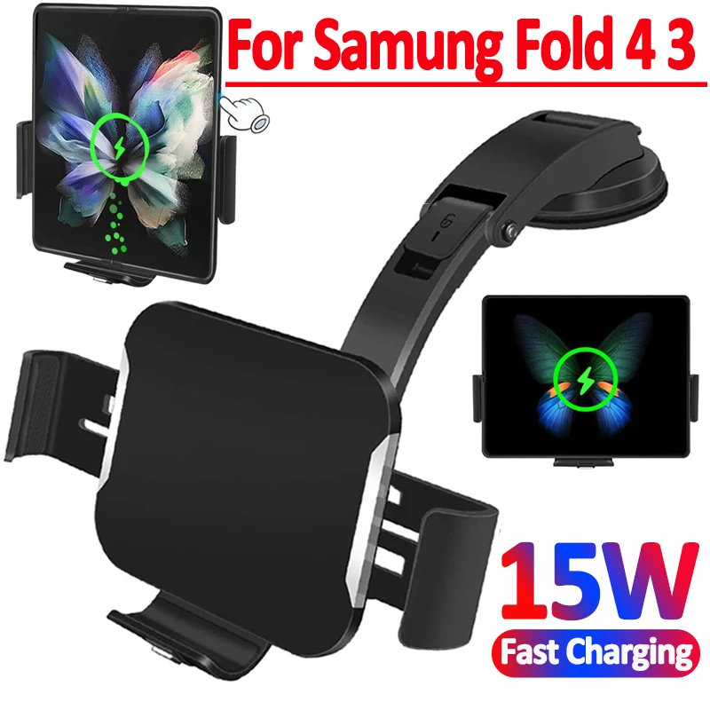20w Car Wireless Charger Fold Screen Dual Coil Qi Fast Phone Holder ...