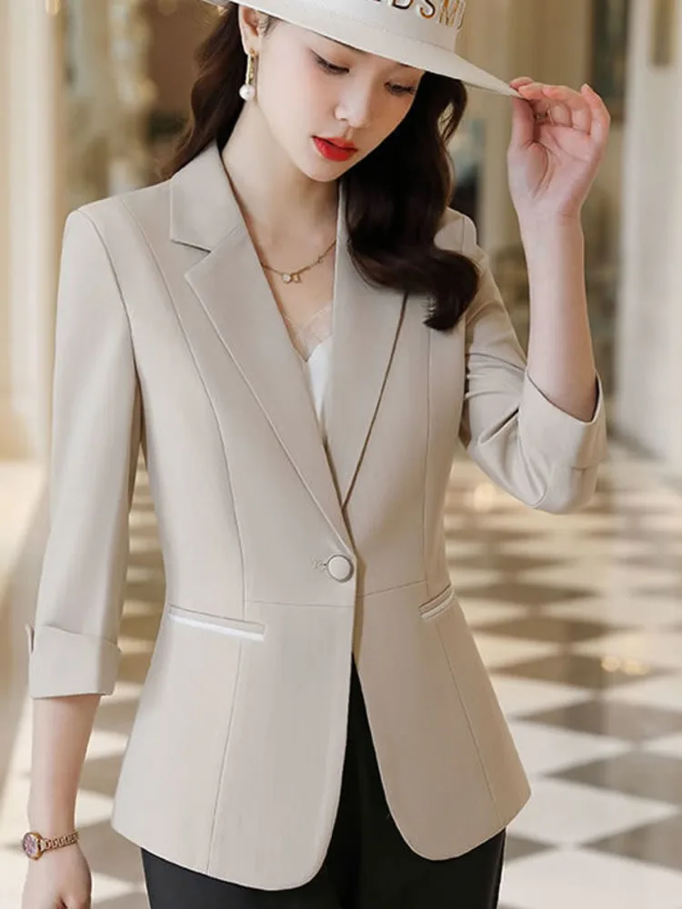 Blazer-elegante-para-mujer-abrigo-fino-de-temperamento-con-un-solo-bot ...