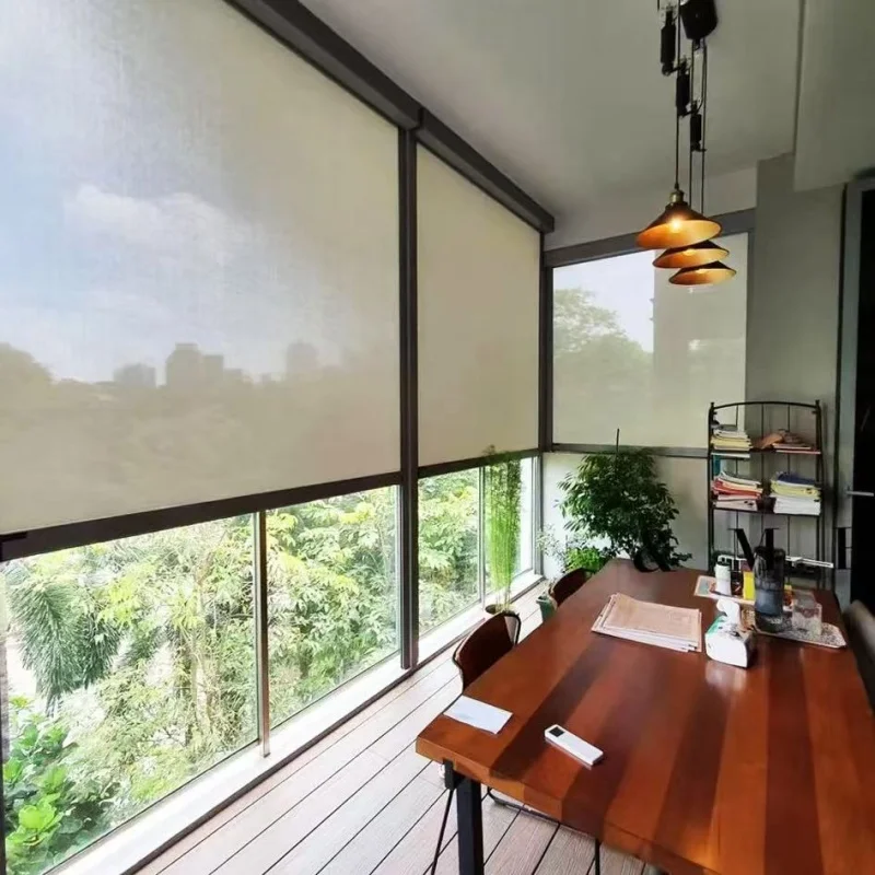 Customized Outdoor windproof roller blinds Smart blinds Sunroom pvc ...