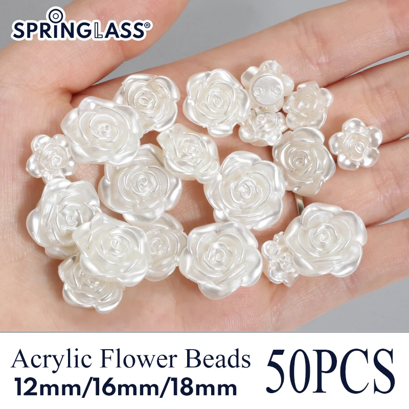 50pcs-Flower-Faux-Pearl-Beads-White-Aesthetic-Bead-Acrylic-Floral ...