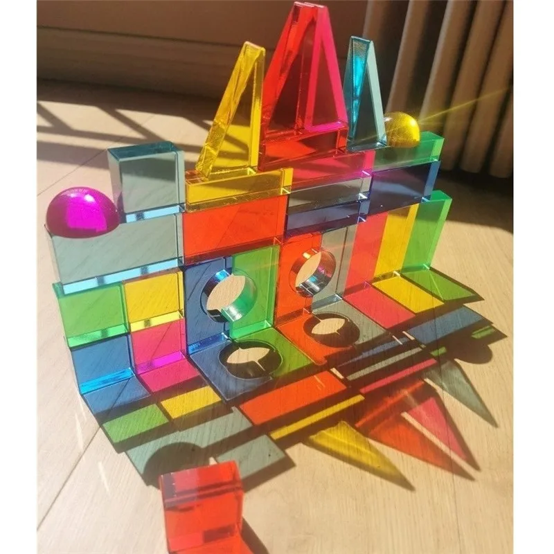 Kids Rainbow Lucite Acylic Cube Stacking Geometric Blocks High ...