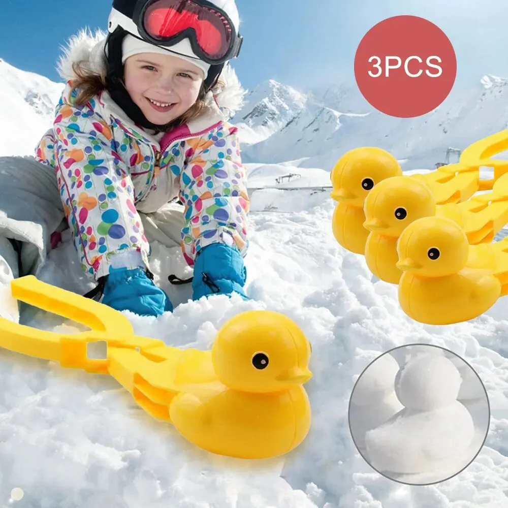 3Pcs-Duck-Shaped-Snowball-Maker-Clip-Children-Outdoor-Plastic-Winter ...