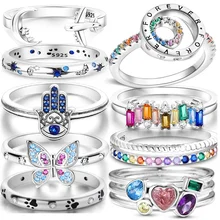 Sterling Silver 925 Disney Lilo Stitch Rings Sparkling Head Princess ...
