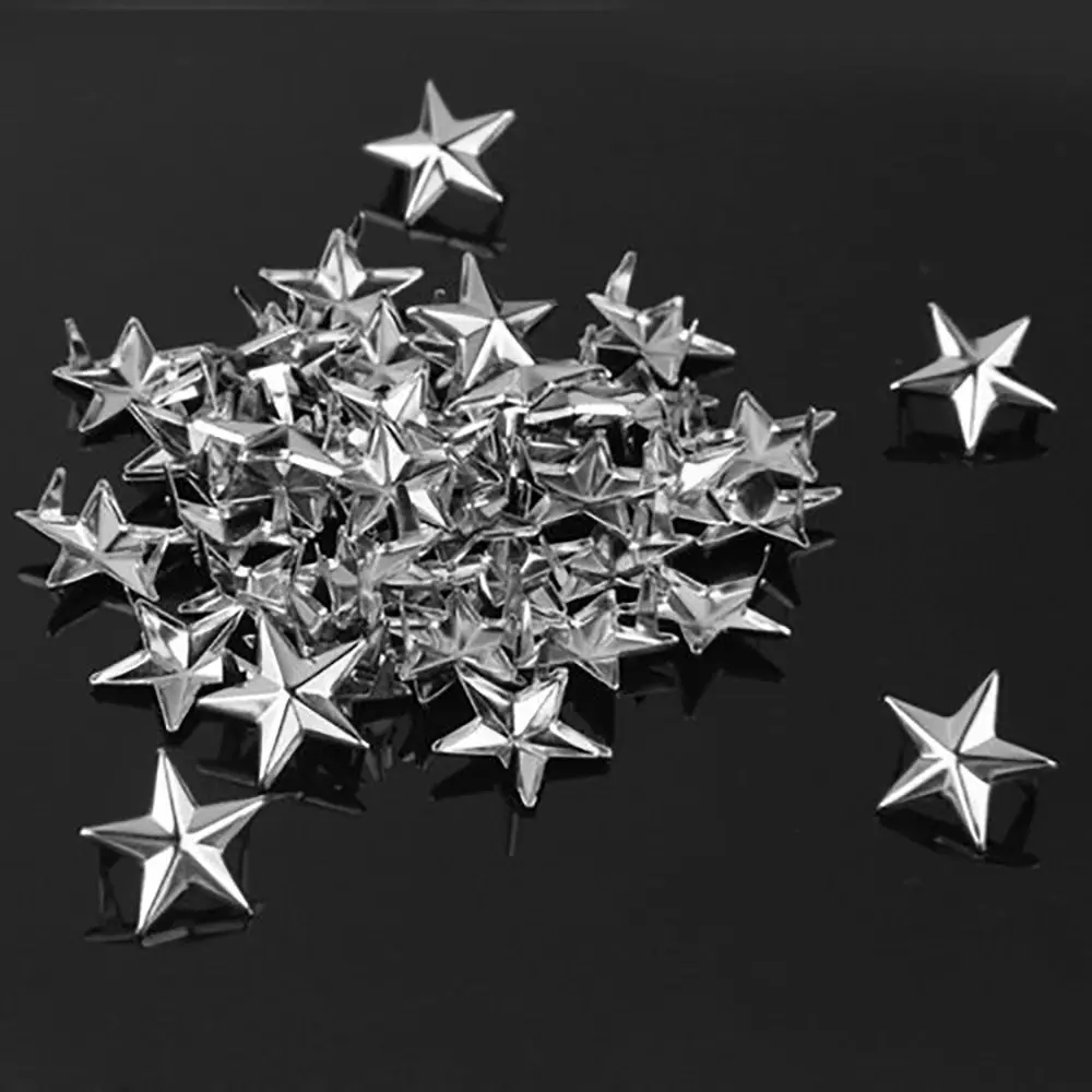 100pcs 15mm Star Rivets Silver Metal Leather Craft DIY Studs Spikes ...
