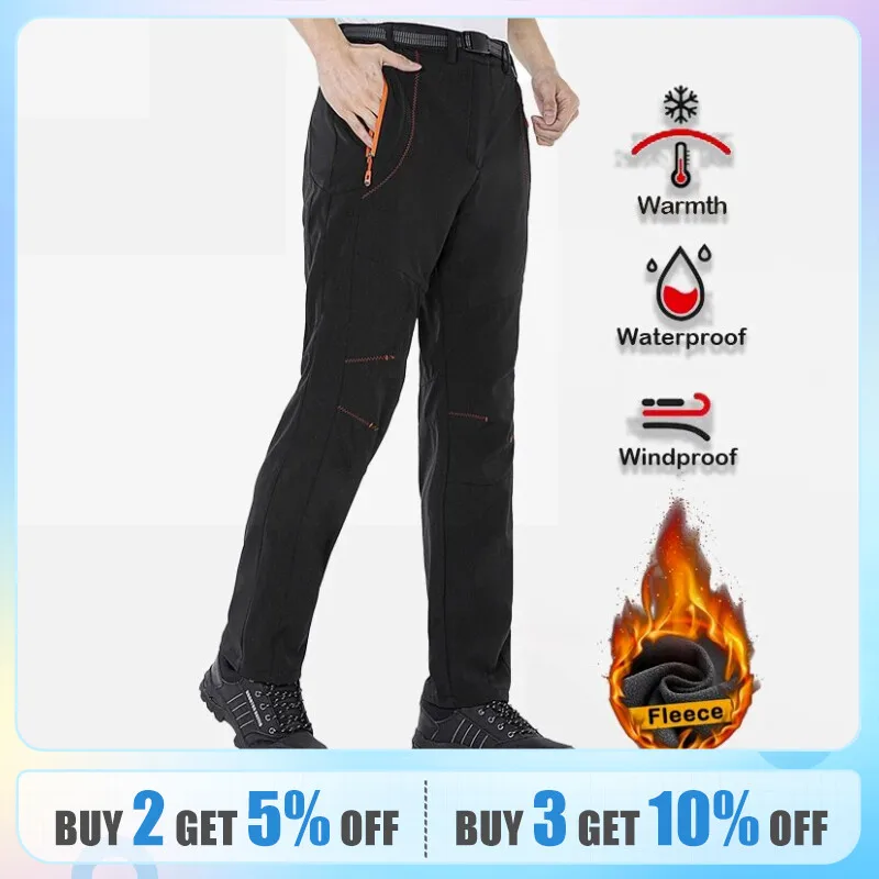 LNGXO-Men-Fleece-Hiking-Pants-Winter-Warm-Waterproof-Windproof-Rain ...