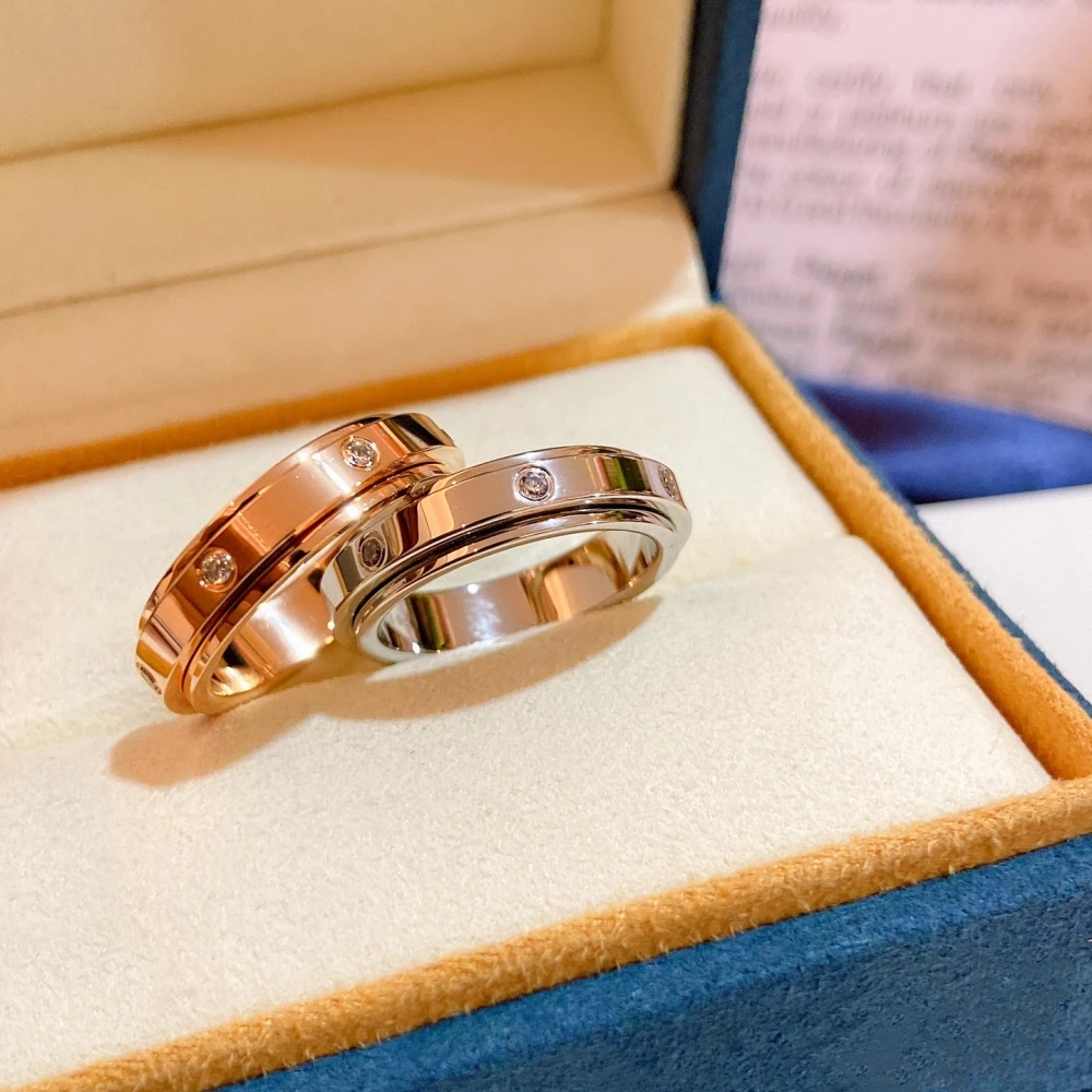 Anillo de 7 diamantes para hombre y mujer, moda Simple y versátil ...