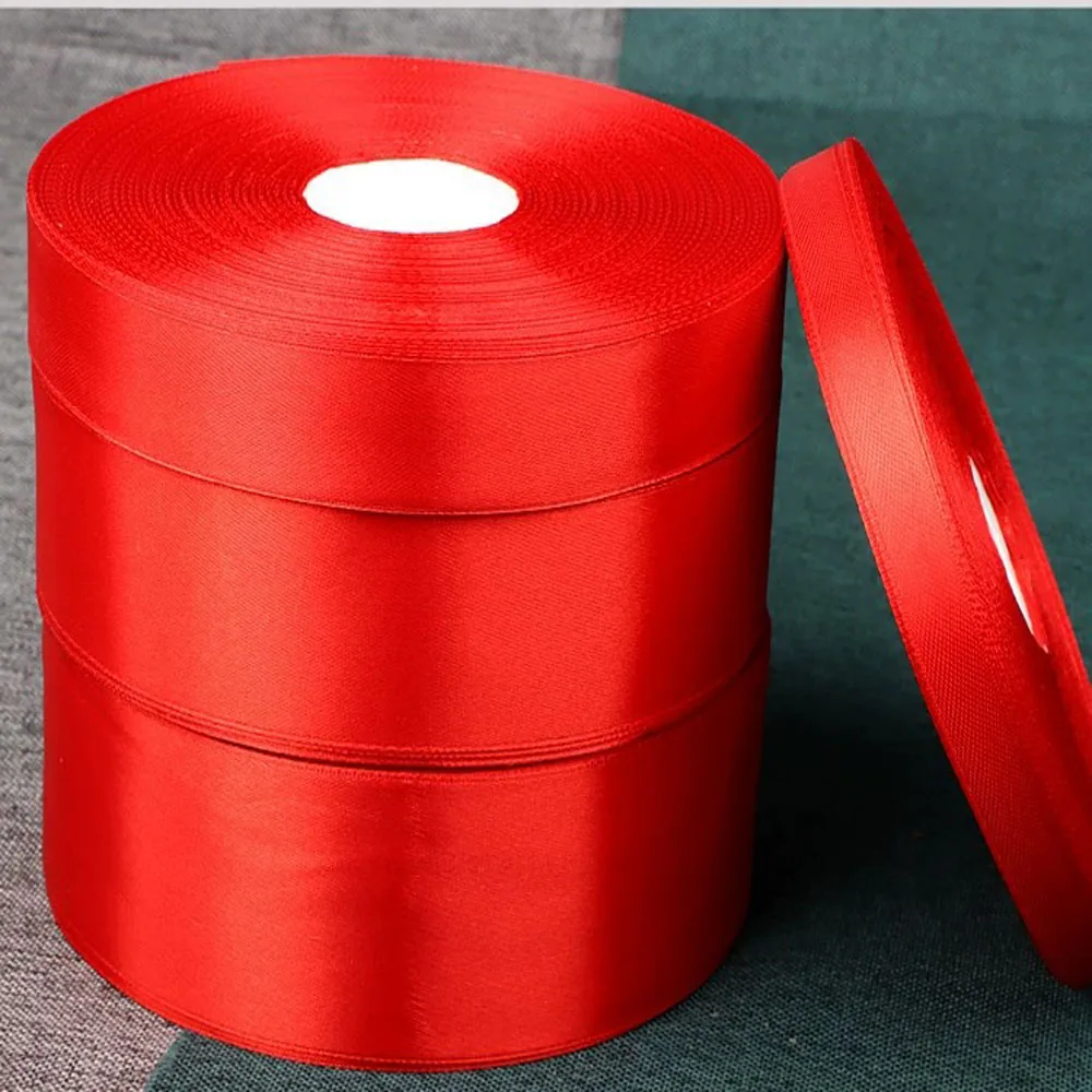 91 Meters/Roll 12mm 15mm 20mm 25mm 30mm 40mm 50mm Red Satin Ribbon DIY ...