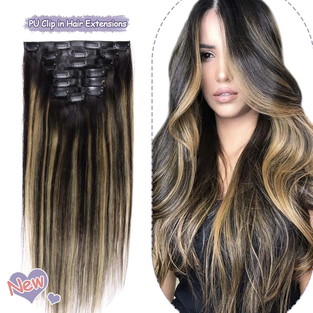 PU-Clip-In-Hair-Extensions-Human-Hair-Invisible-Seamless-PU-Skin-Tape ...