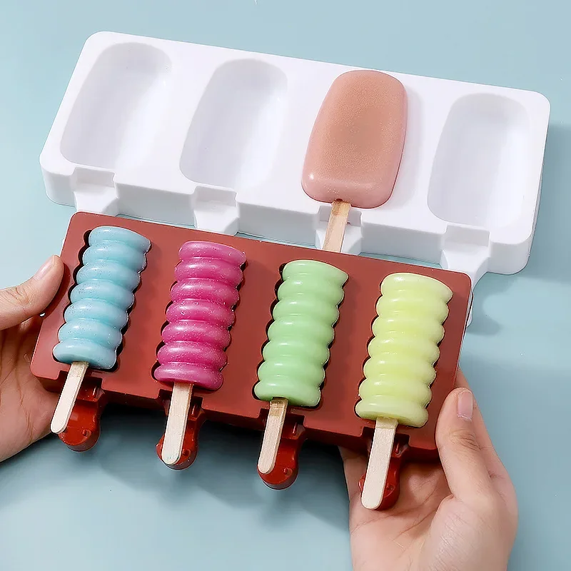 3-4-Holes-Silicone-Ice-Cream-Mold-DIY-Popsicle-Mold-Home-Ice-Cube-Maker ...
