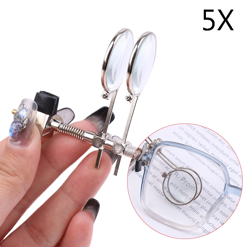 1Pc 25mm Double Lenses Magnifying Glass Stainless Steel Clip Rotatable ...