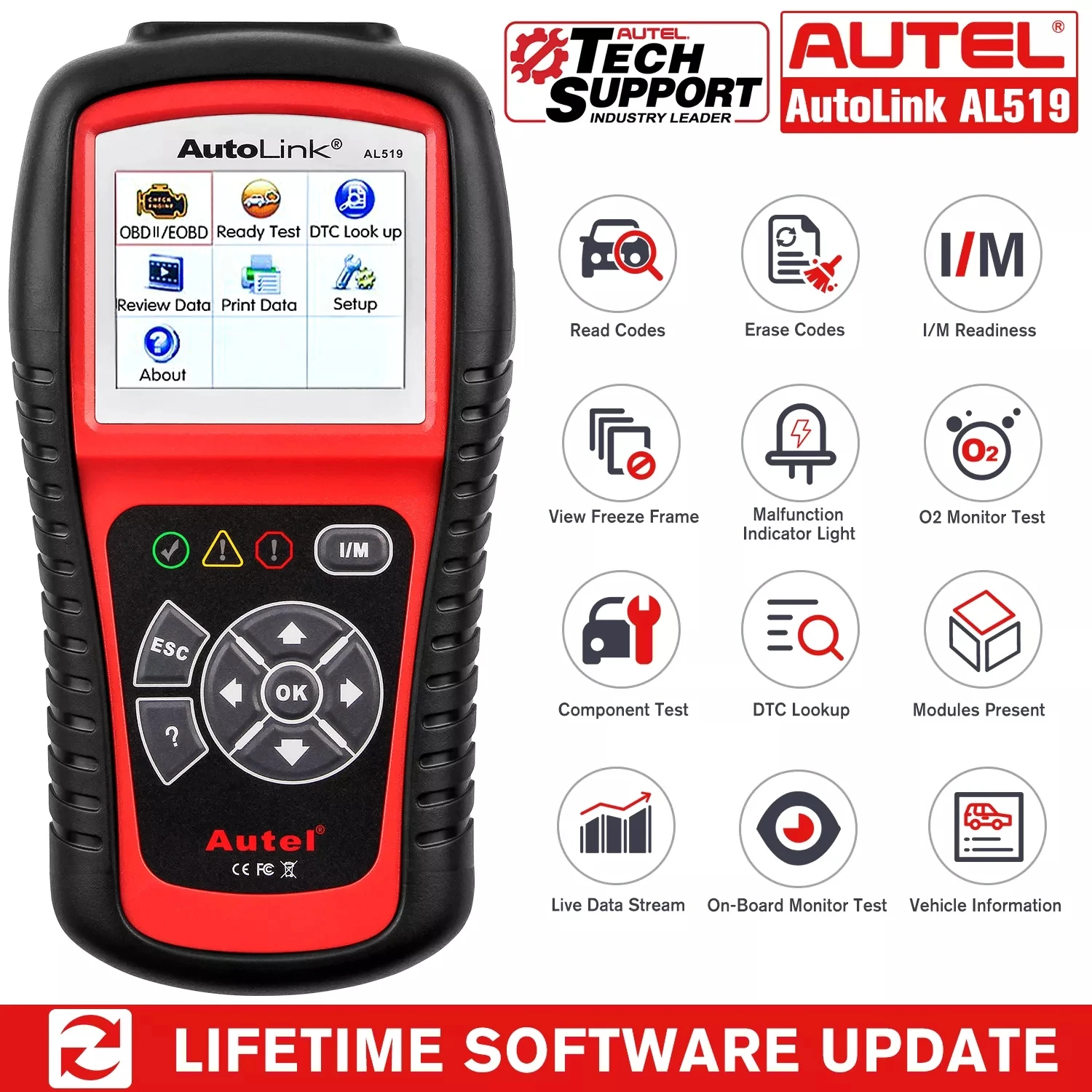 Autel Autolink Al519 Diagnostic Tool Obd2 Scanner Code Reader Scanner ...