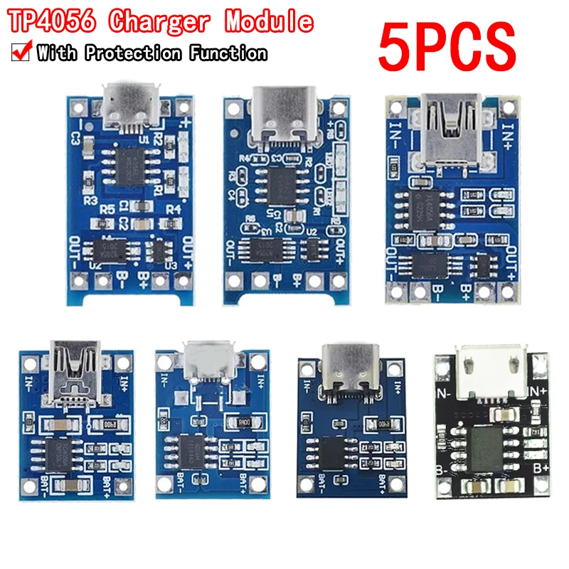 5pcs-5V-1A-18650-TP4056-Lithium-Battery-Charger-Module-Charging-Board ...