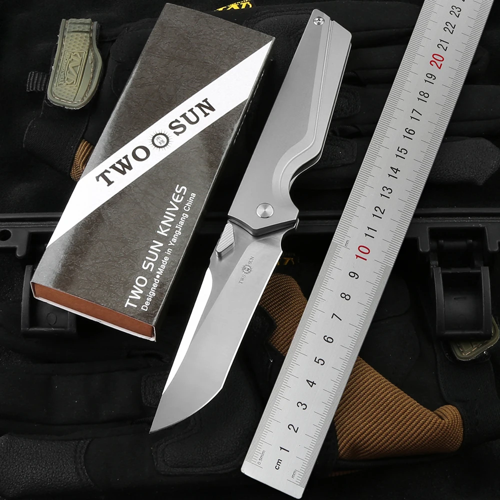 TWO SUN TS368 Folding Knife D2 Blade Tactical Titanium Alloy Handle ...