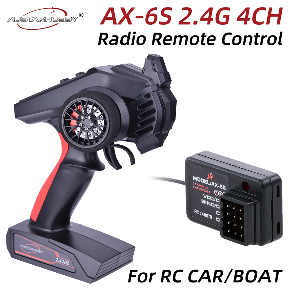 AUSTAR AX6S 무선 라디오 원격 제어 송신기, RC 자동차 보트용 수신기 포함, 슈퍼 액티브 패시브 재밍 방지, 2.4G ...