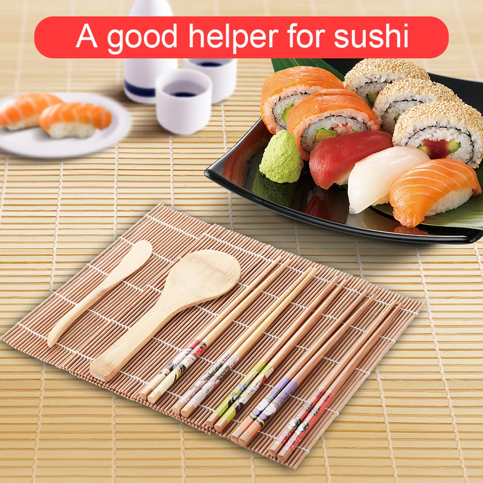 /set Bamboo Sushi Making Kit Family Office Party Homemade Sushi Gadget ...