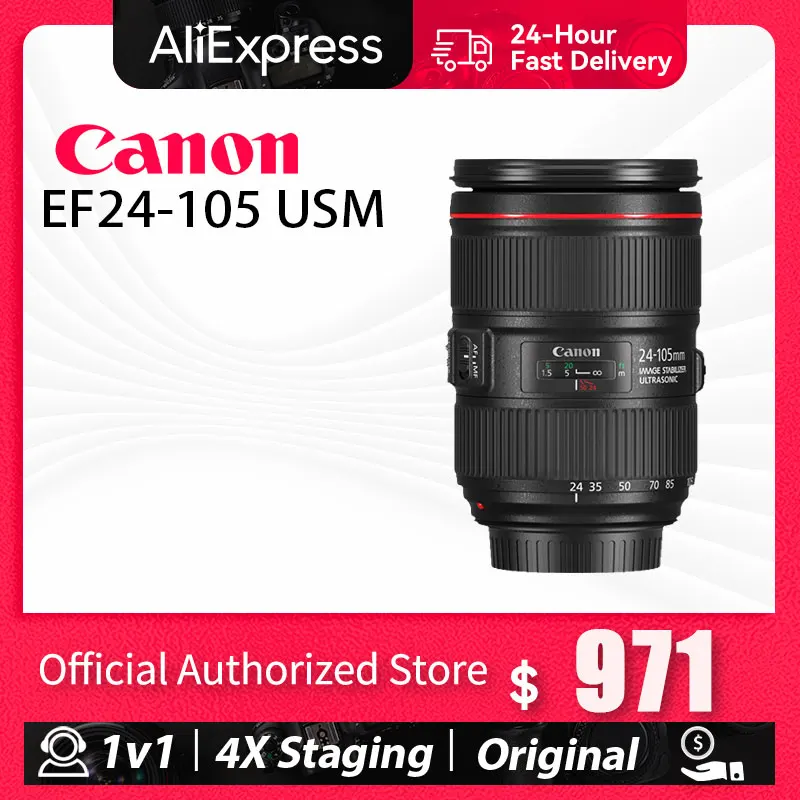 Canon ef 24 105mm f4l é ii usm lente da câmera dslr slr para eos 6d mark ii 90d 850d 250d rebel ...