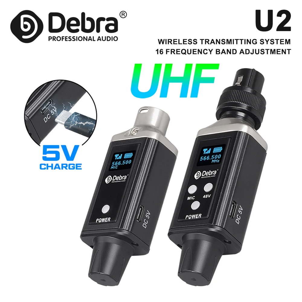 U2-UHF-Wireless-Microphone-Converter-560-590MHz-XLR-Rechargeable ...