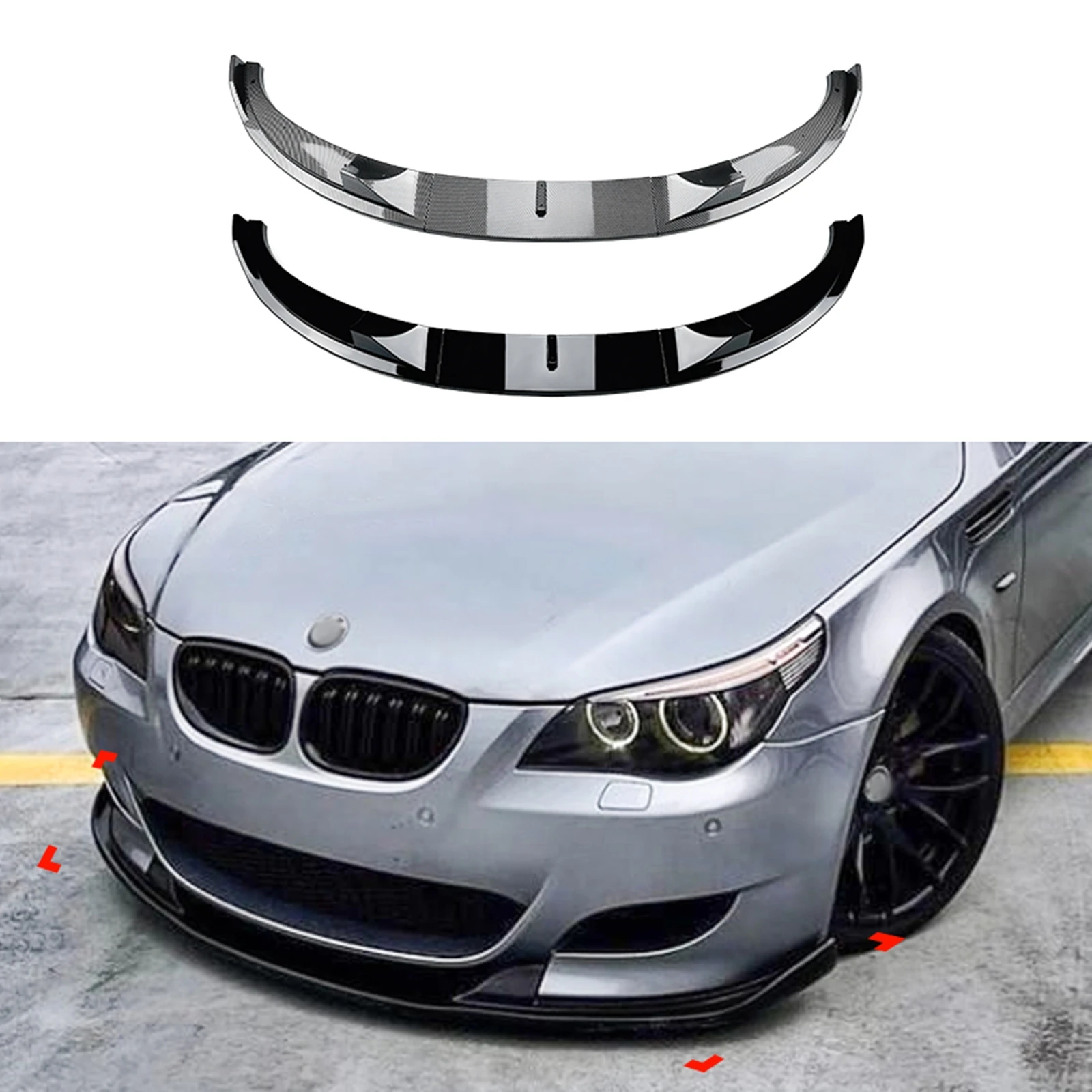 Front-Spoiler-Bumper-Lip-Lower-Blade-Splitter-For-BMW-5-Series-E60-E61 ...
