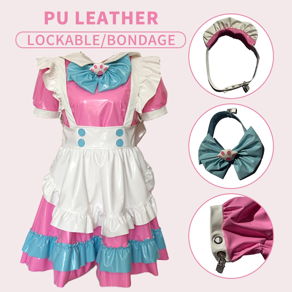 Ddlg Bondage Costume Pu Dress Lockable Lolita Fetish Pvc Outfit With ...