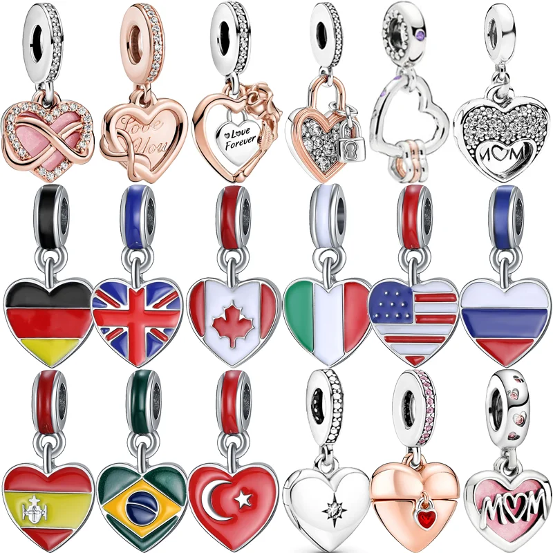 Charms Countries Pandora Bracelet | Beads Bracelet Pandora Countries ...