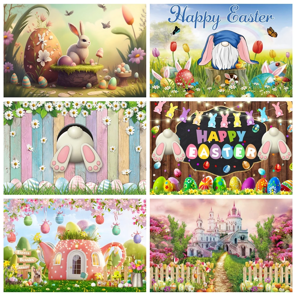 Happy-Easter-Backdrop-for-Photography-Spring-Easter-Rabbit-Colorful ...