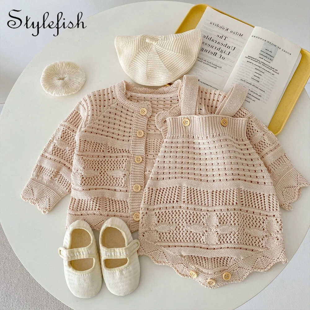 Spring infant clothes baby girl romper Baby knitted hollow pattern ...