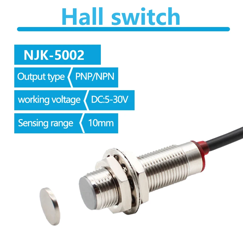M12 10mm Sensing Distance NJK-5002 DC 5-30V PNP NPN NO NC Hall Magnetic Induction Proximity ...