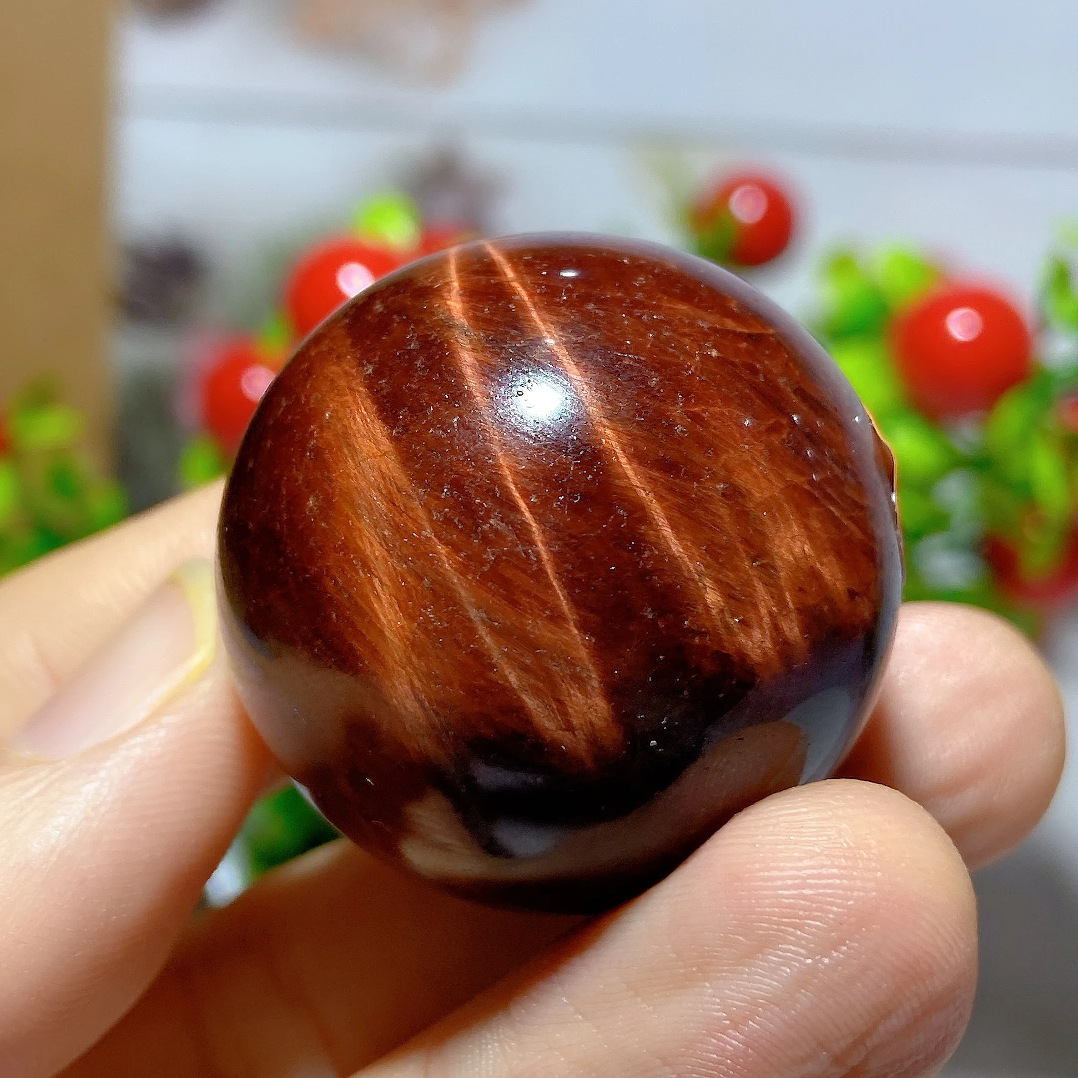 Natural Crystal Red Tiger Eye Sphere Polished Home Decoration Healing Quality Ornament Reiki ...
