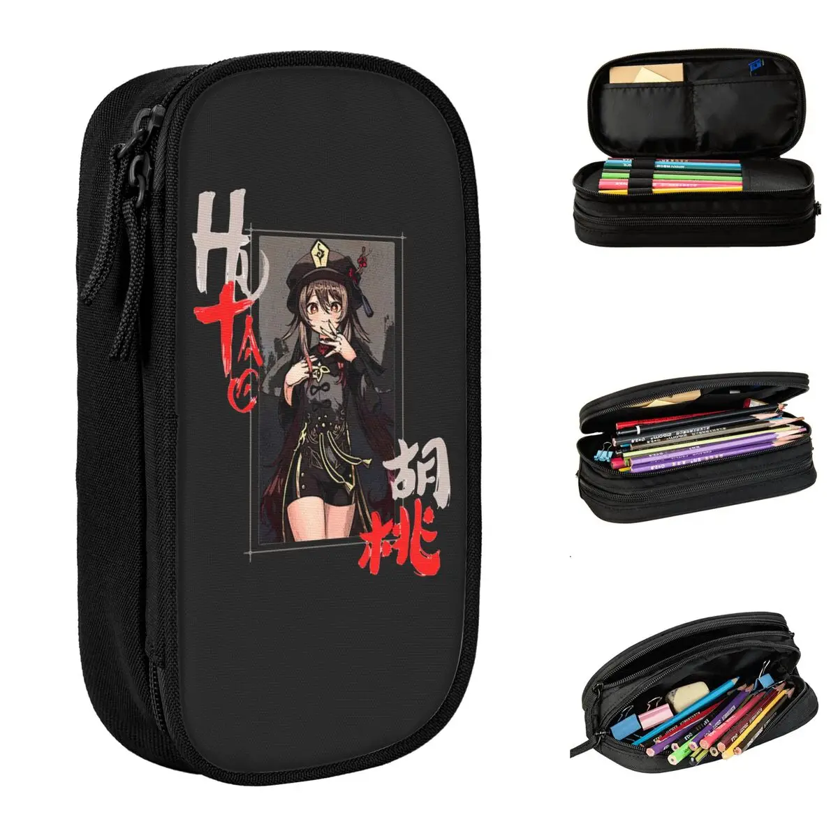 Hu Tao Genshin Impact Pencil Cases Anime Game Pencil Pouch Pen for ...