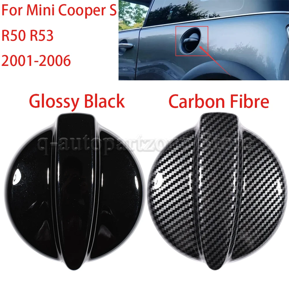 Gloss Black/Carbon Fiber Car Fuel Tank Cap Cover For Mini Cooper S R50 ...