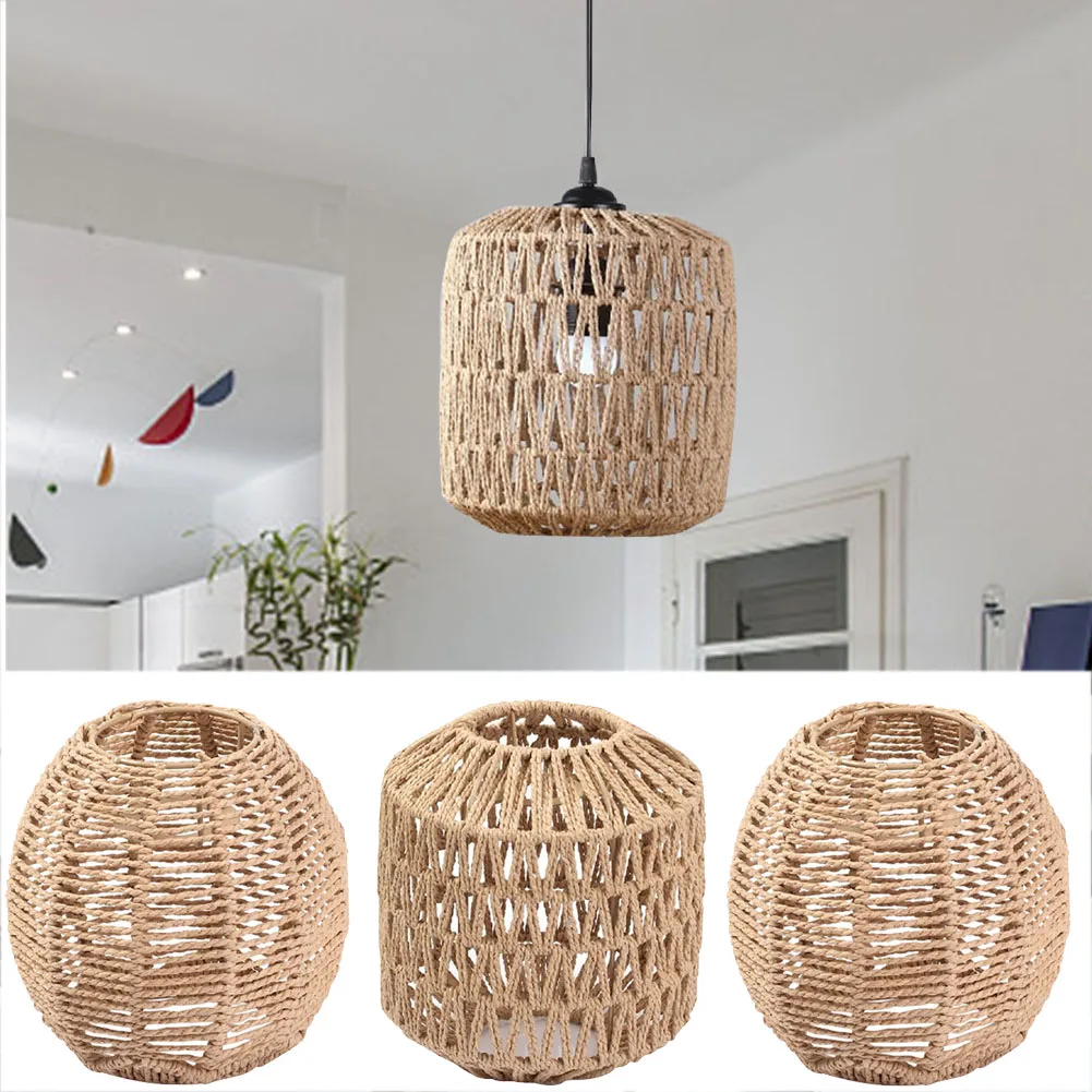 Simulated Rattan Ceiling Light Cover Vintage Bulb Guard Cage Handmade ...