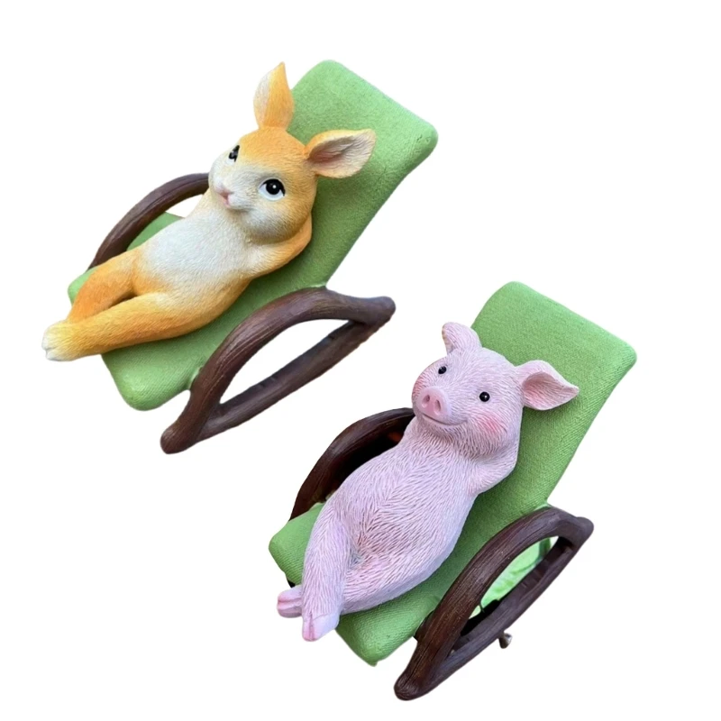 Resins-Rabbit-Pig-In-Rocking-Chair-Resins-Mini-Figurine-Garden ...