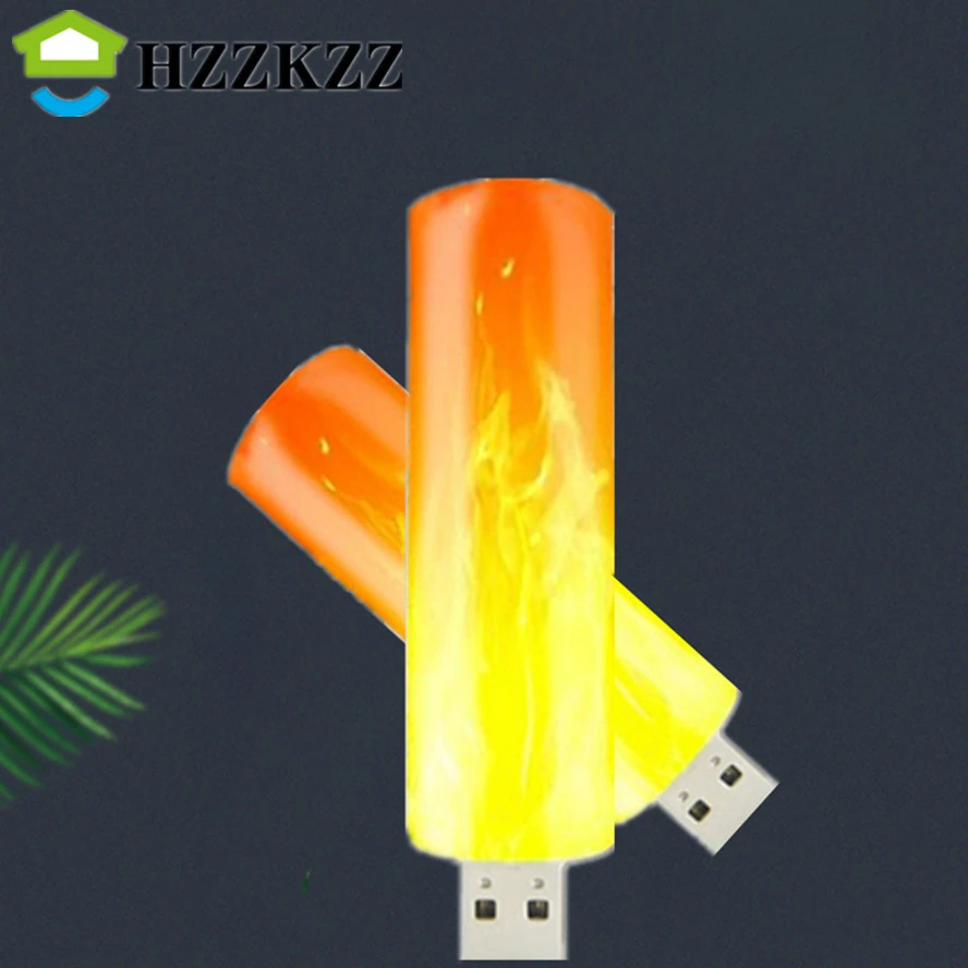 Led Usb Atmosphere Light Flame Flashing Candle Lights Book Lamp For ...