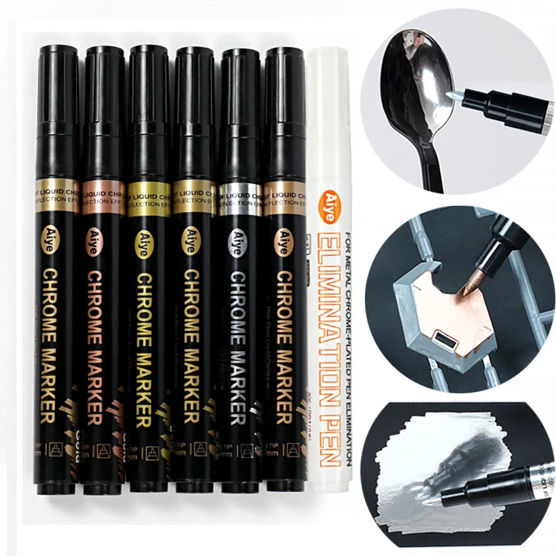 1 Set Mirror Marker Silver Marker Liquid Pen Art Liquid Mirror 7 Pcs ...