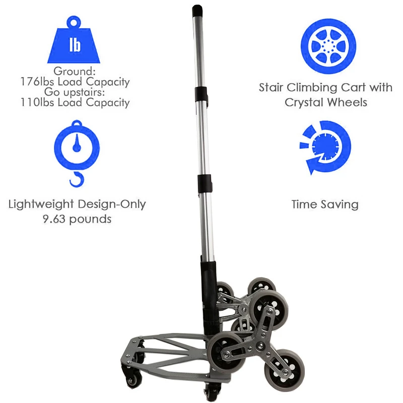 All Terrain Stair Climbing Cart Heavy Foldable Hand Sack Wheel Trolley ...